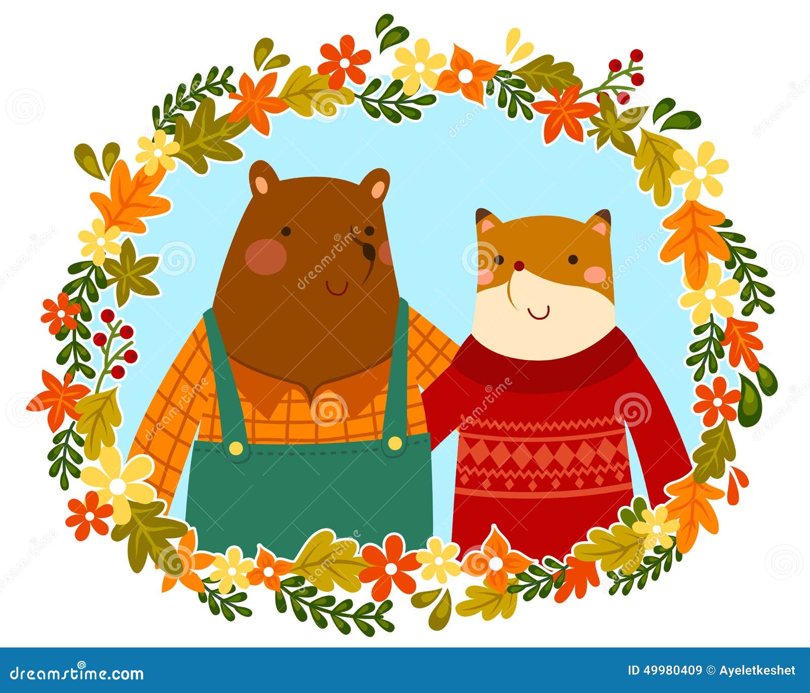 Fox and bear friends stock vector. Illustration of friendly - 49980409