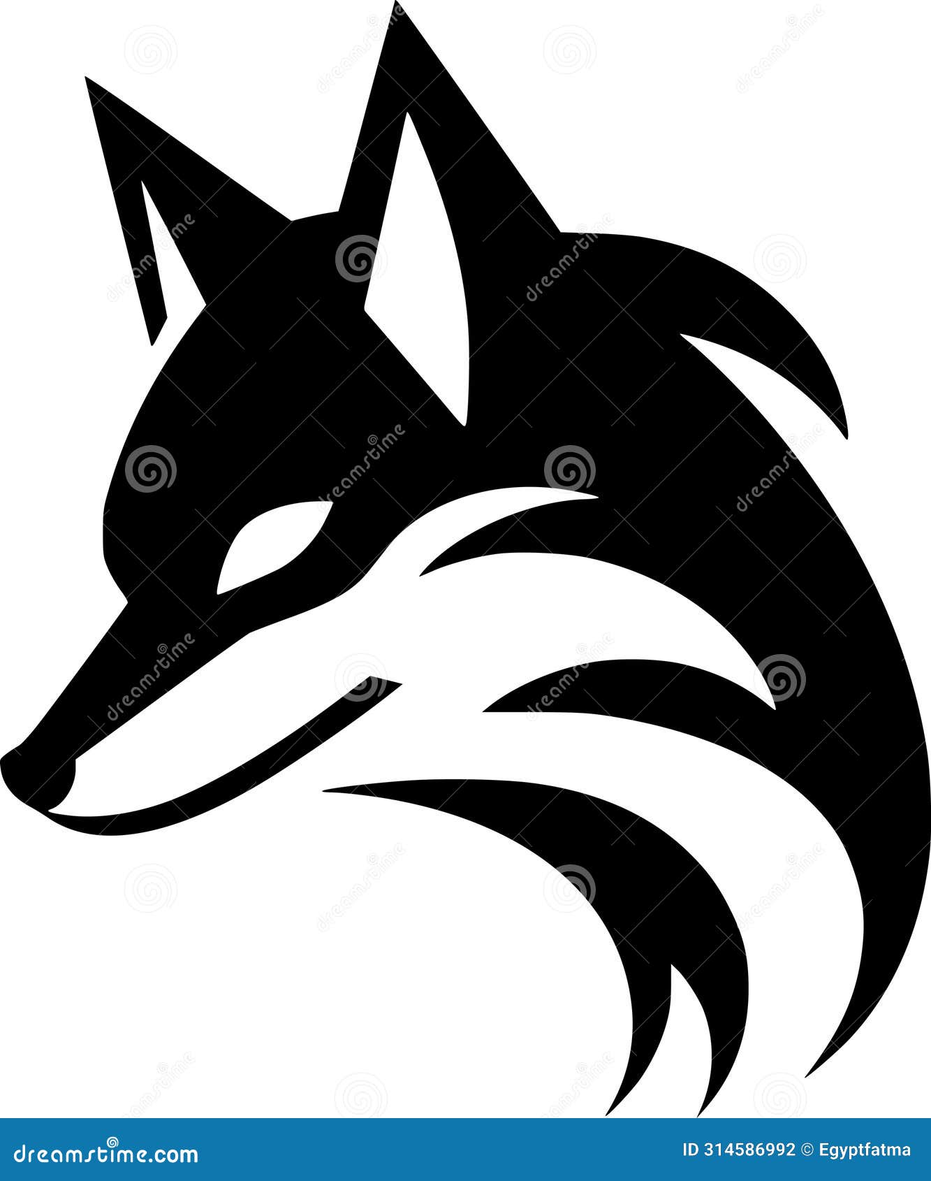 Fox - Black and White Isolated Icon - Vector Illustration Stock Vector ...