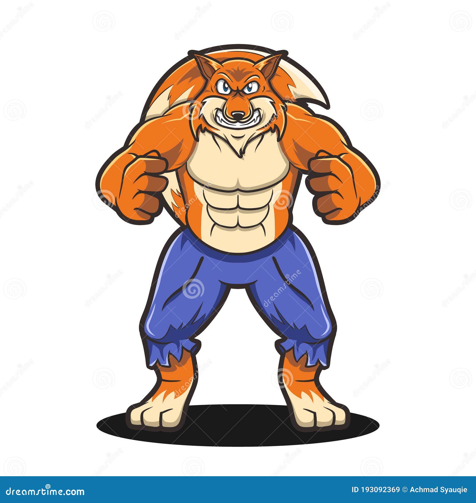 Fox Bodybuilder Cartoon Illustration Creative Concept Stock Vector ...
