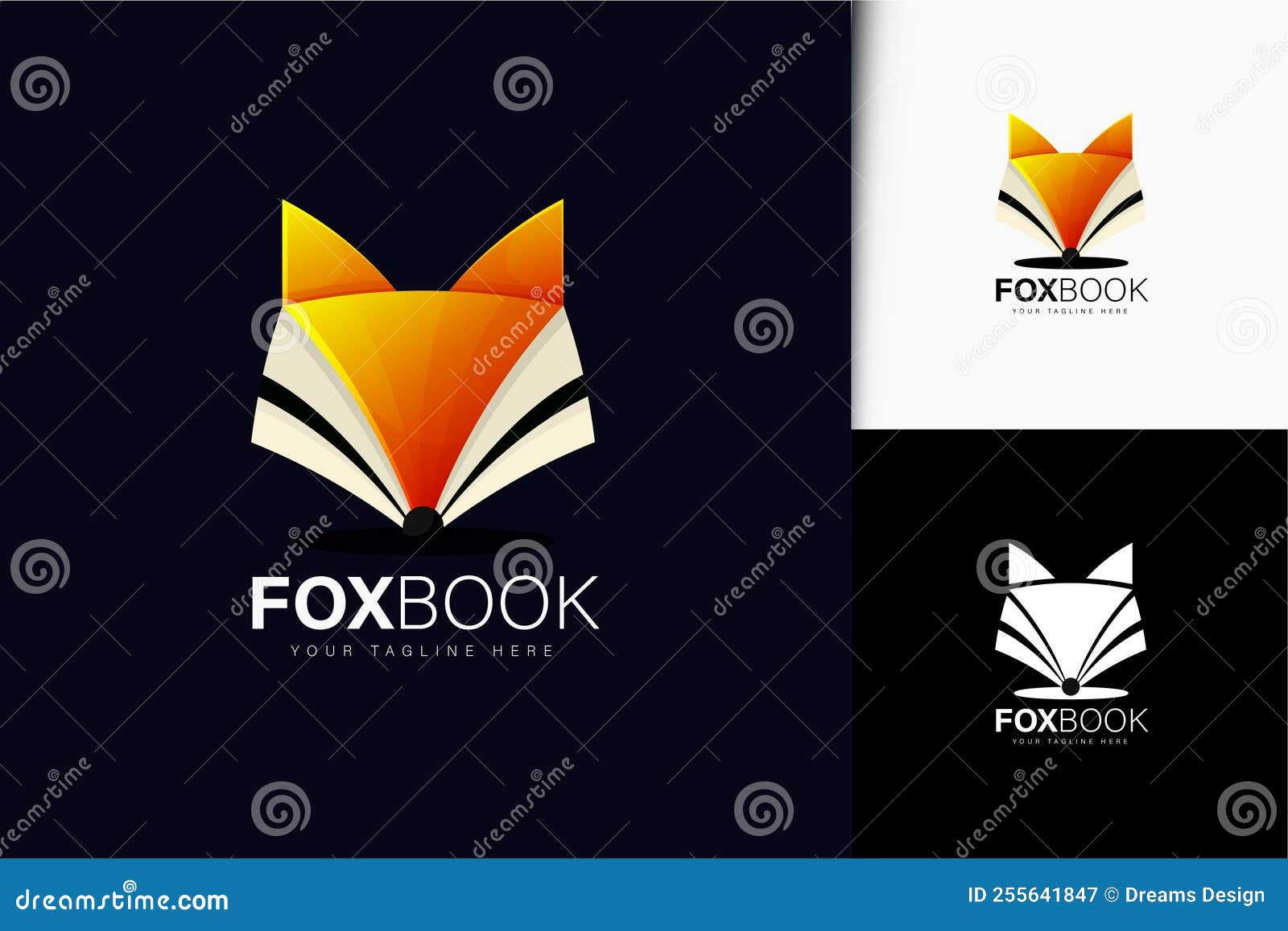 Fox Book Logo Design with Gradient Stock Vector - Illustration of ...