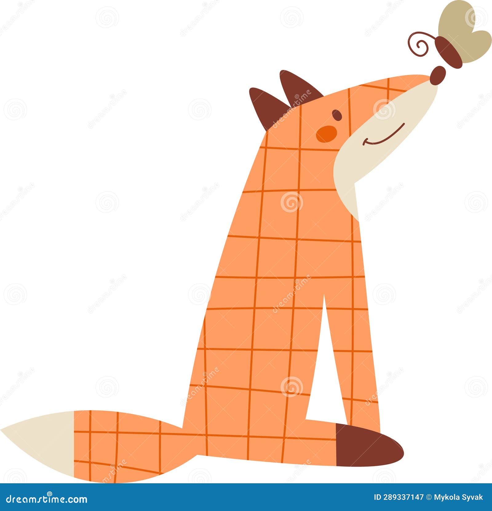 Fox and Butterfly stock vector. Illustration of cartoon - 289337147