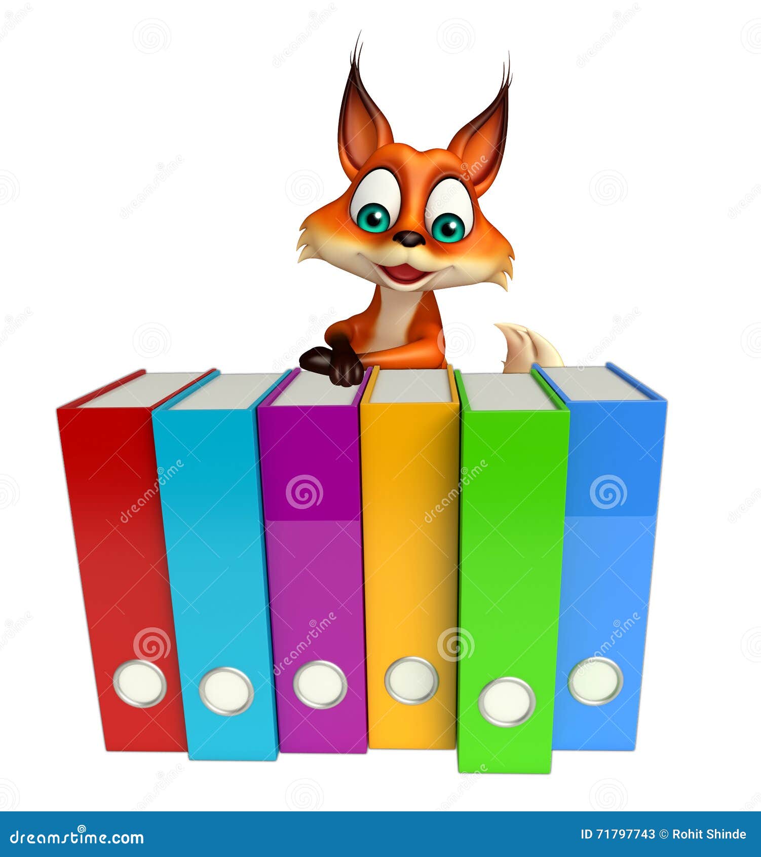 Fox Cartoon Character with File Stock Illustration - Illustration of ...