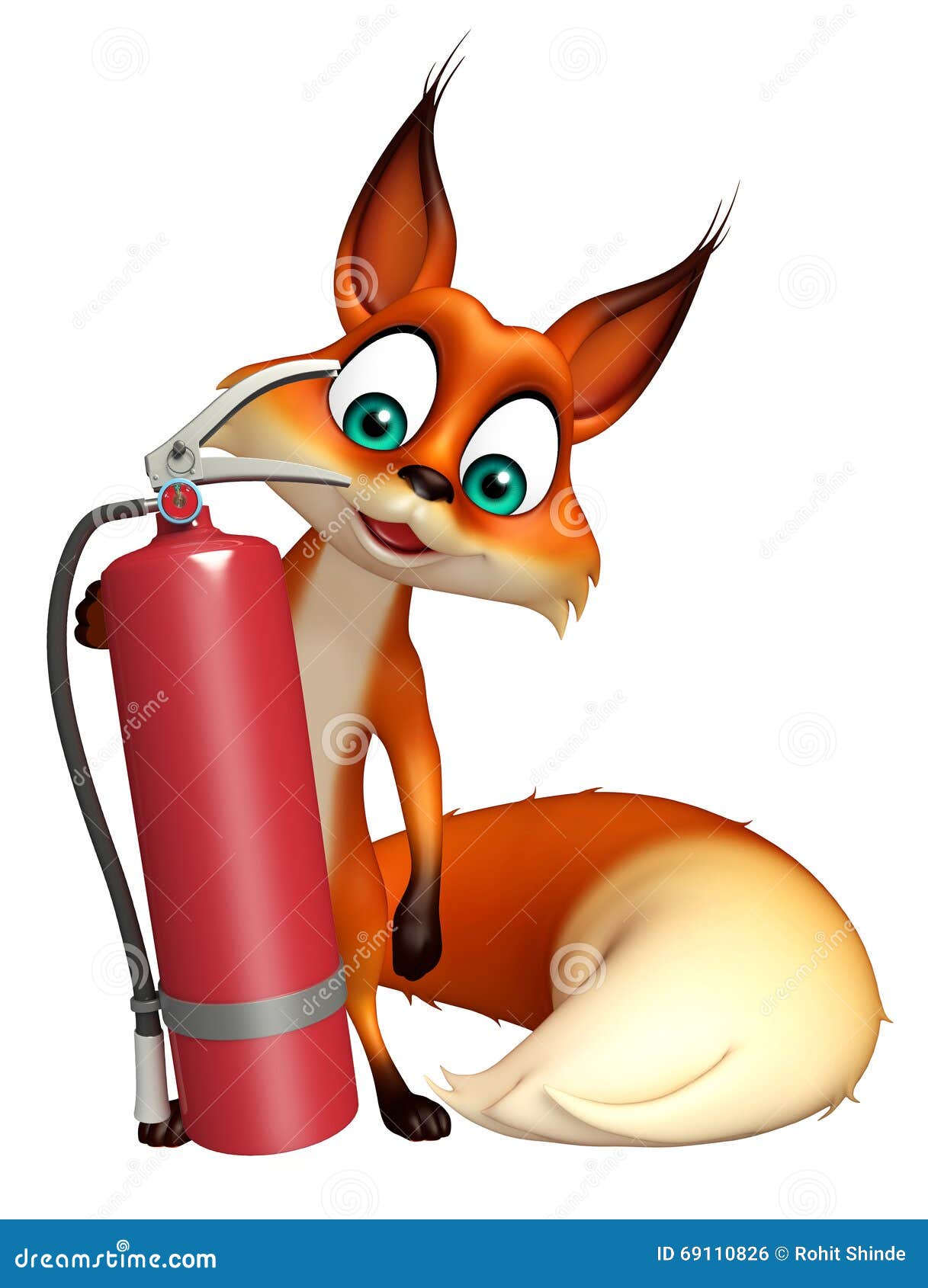 Fox Cartoon Character with Fire Extinguisher Stock Illustration ...