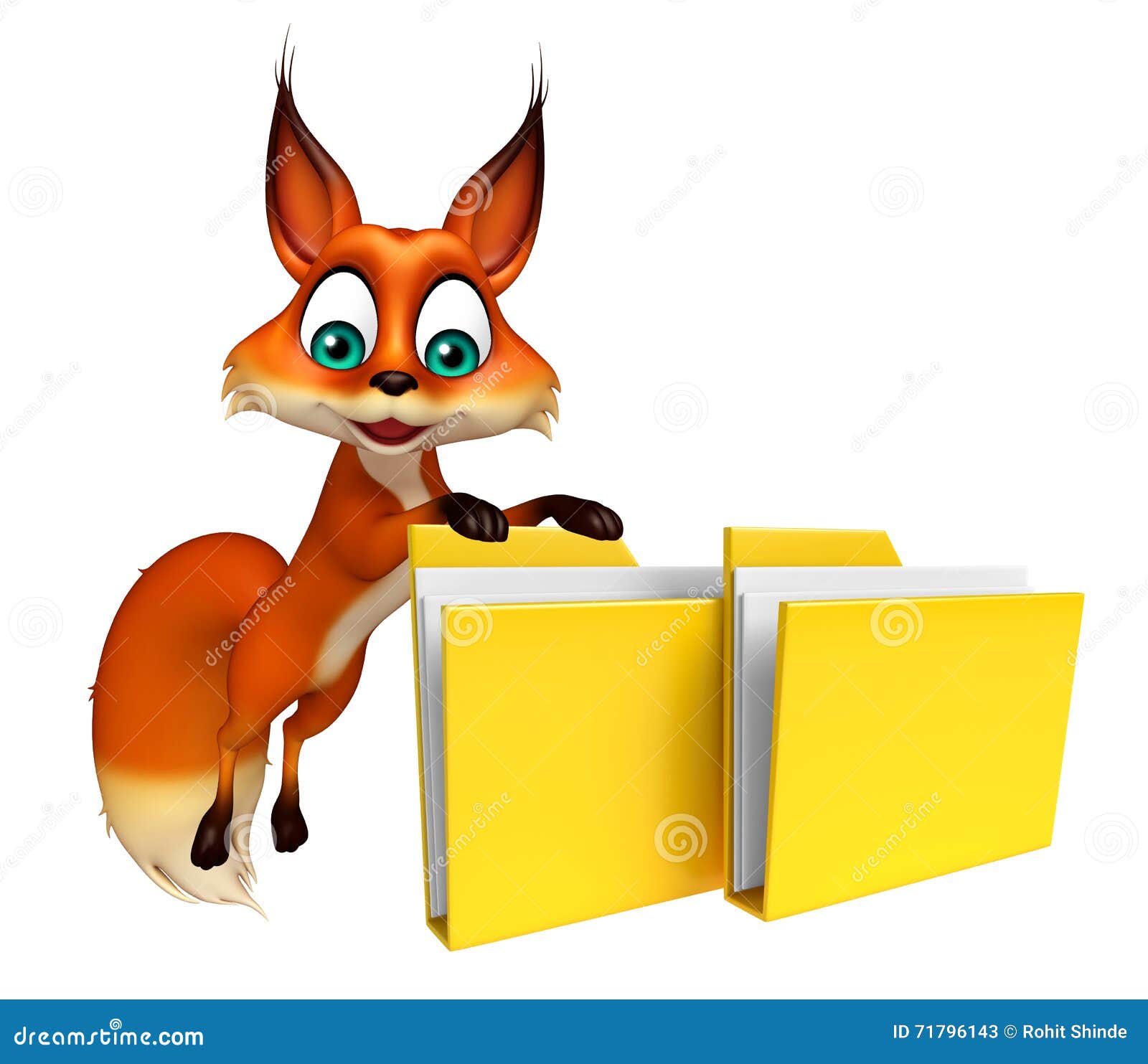 Fox Cartoon Character with Folder Stock Illustration - Illustration of ...