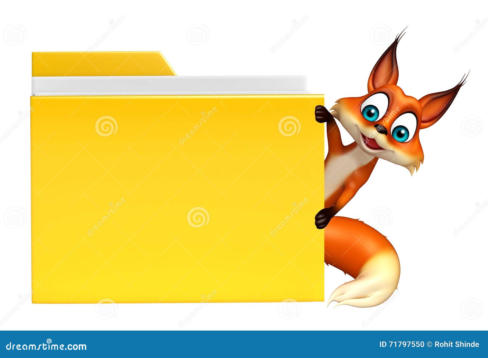 Fox Cartoon Character with Folder Stock Illustration - Illustration of ...