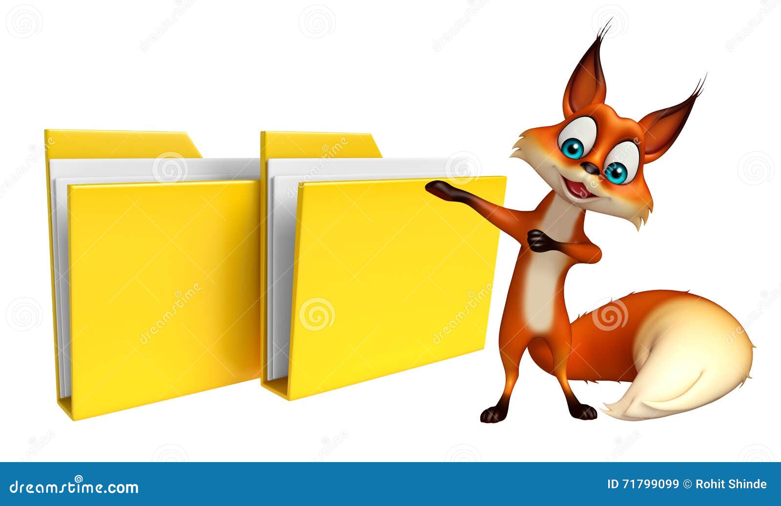 Fox Cartoon Character with Folder Stock Illustration - Illustration of ...