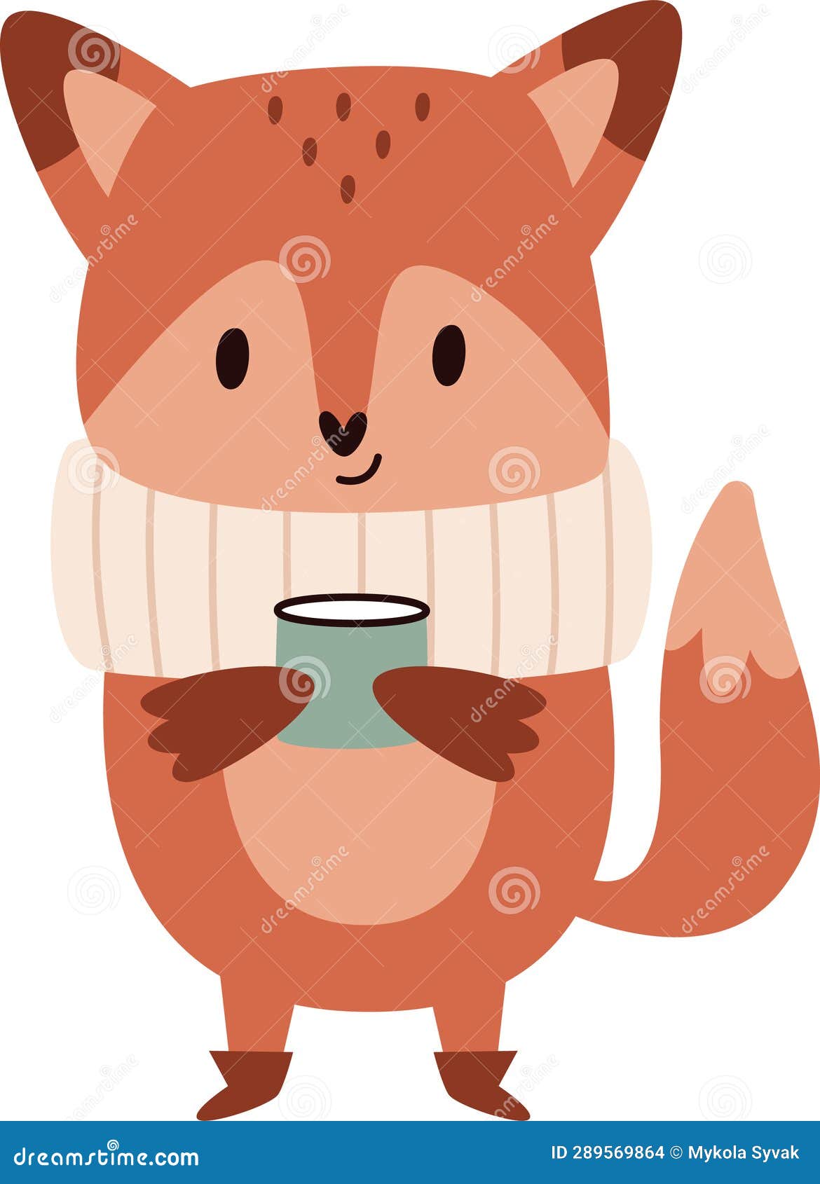 Fox with Coffee Mug stock illustration. Illustration of coffee - 289569864
