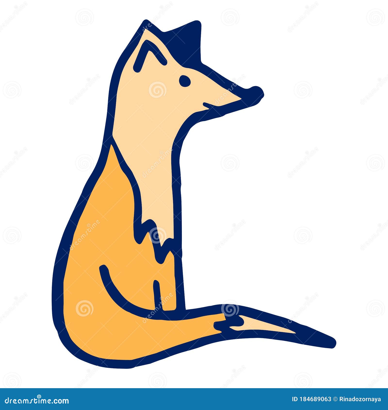 Fox Colored Doodle Sketch Isolated Object. Vector Illustration on White ...