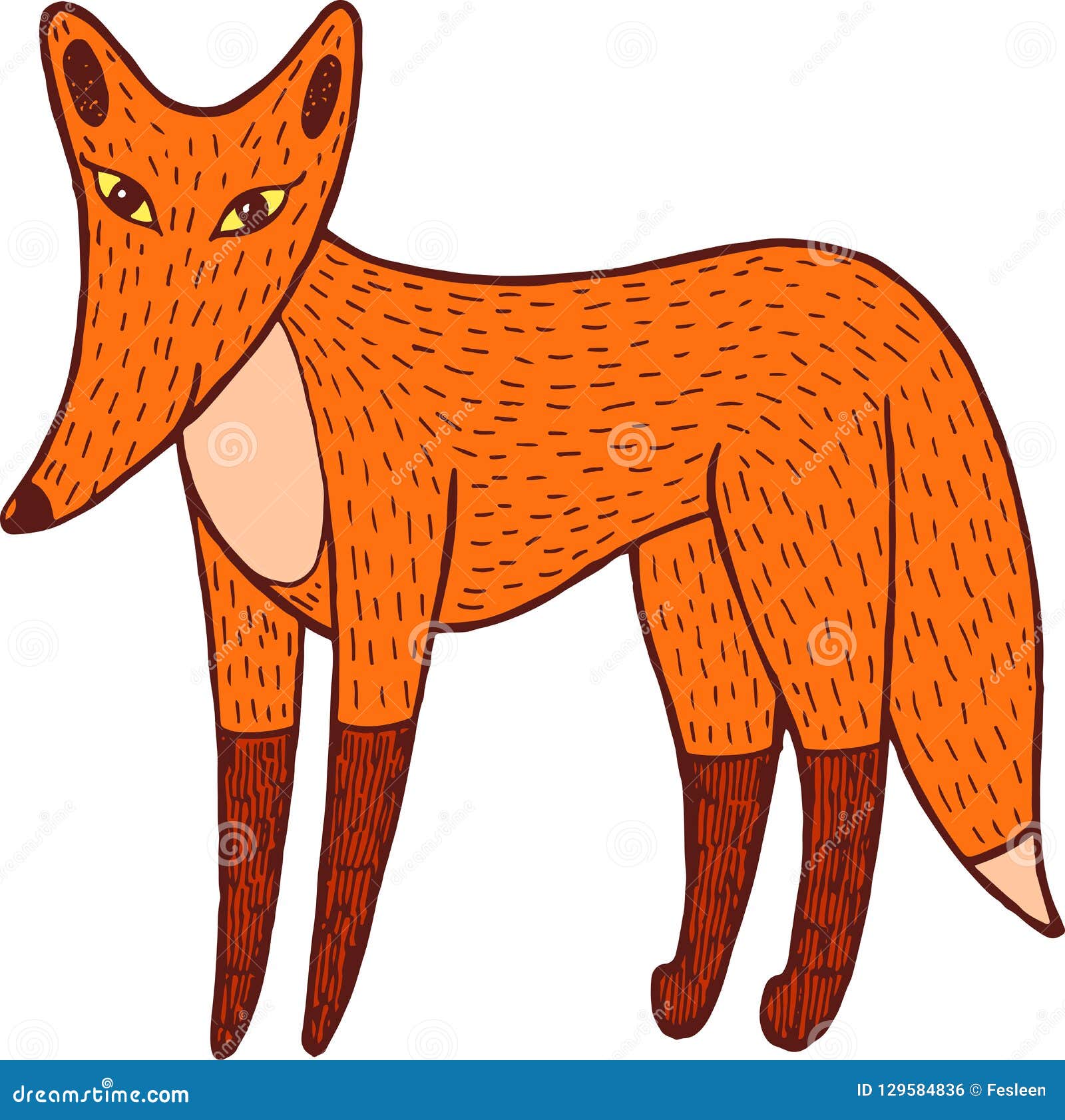 Fox - Colorful Simple Doodle Graphic Artwork. Isolated Design Element ...