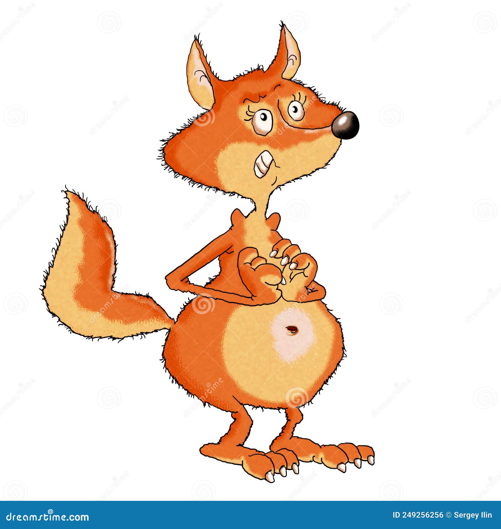 The Fox is Confused. Cartoon Caricature on a White Background Stock ...