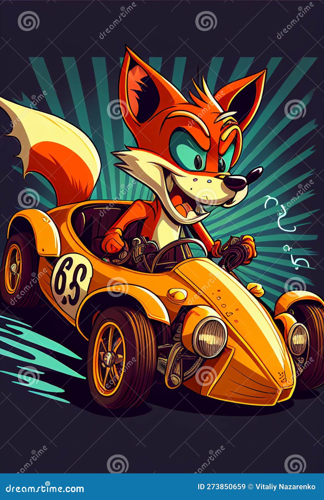 Fox Cub Driving a Racing Car. AI Generated Stock Illustration ...