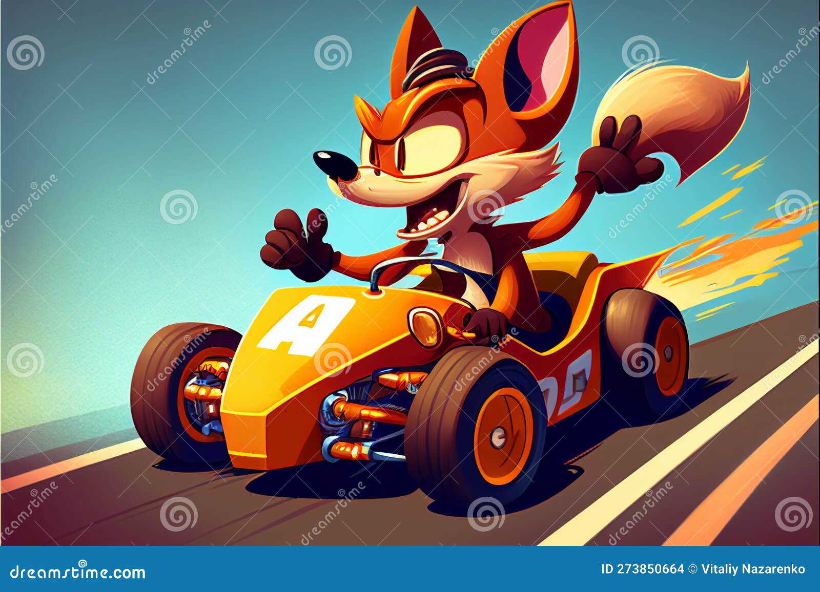 Fox Cub Driving a Racing Car. AI Generated Stock Illustration ...