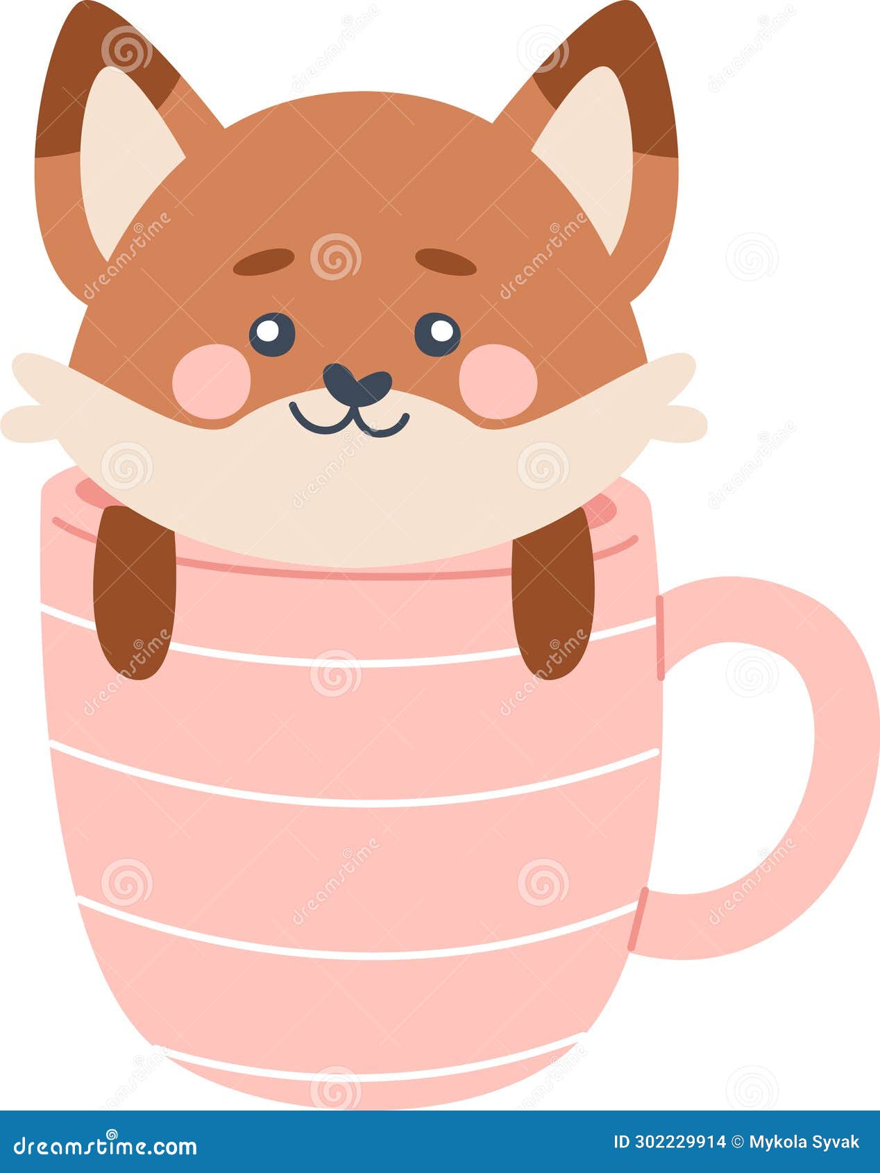 Fox in Cup stock vector. Illustration of card, nature - 302229914