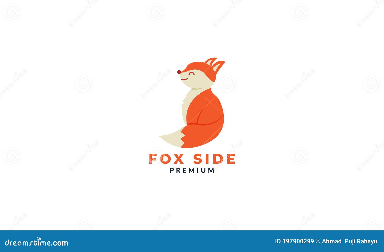 Fox Cute Cartoon Side View Flat Logo Icon Vector Illustration Stock ...