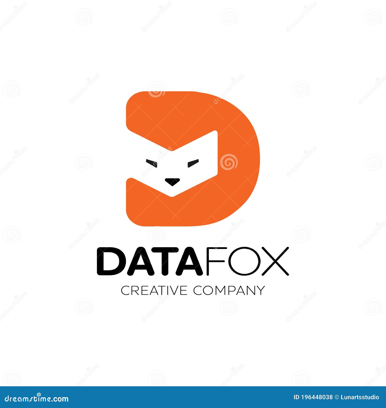 Fox Data Logo Illustration. Head Fox with Share Icon in Letter D Stock ...