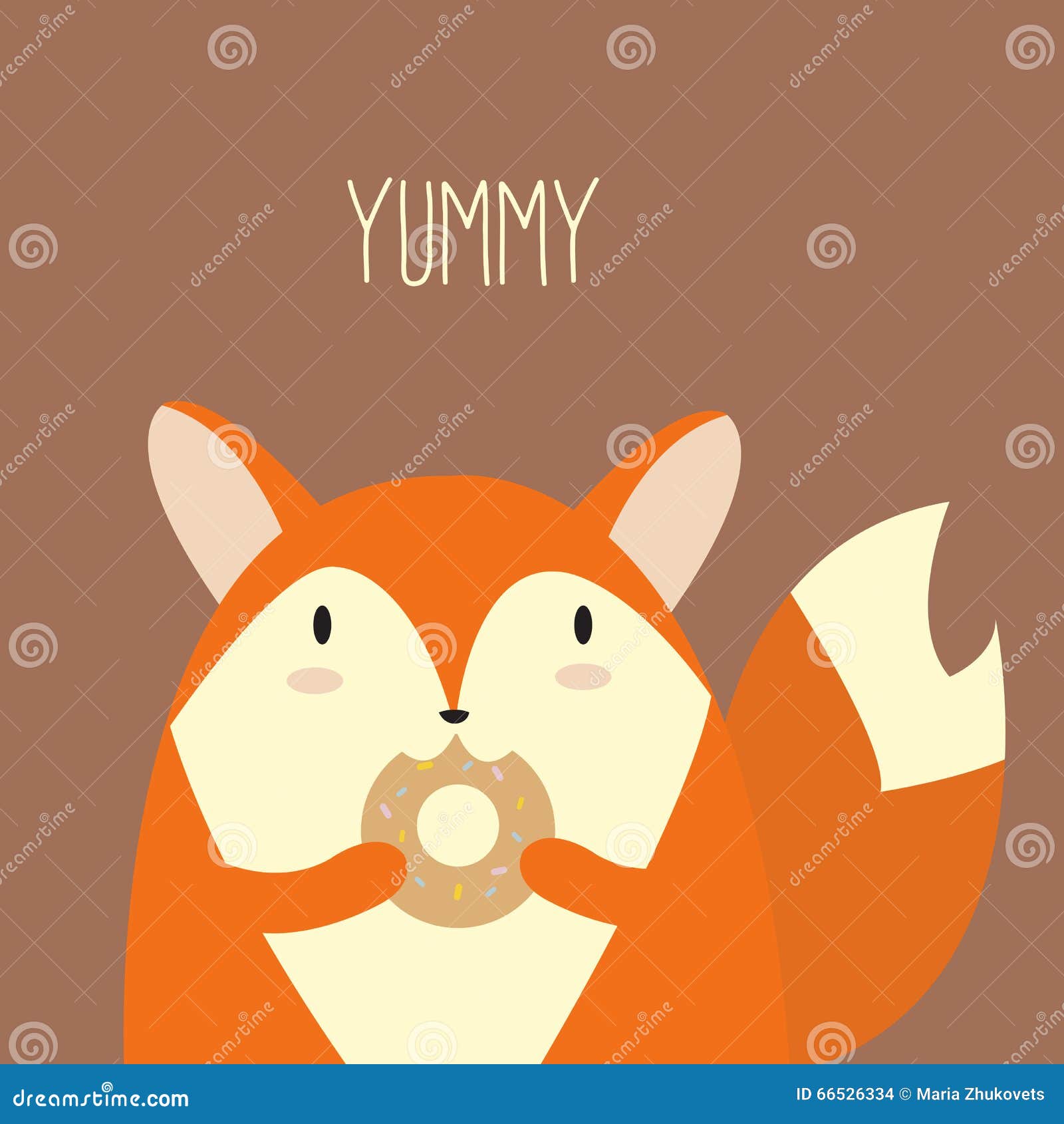 Fox with donut stock vector. Illustration of delicious - 66526334
