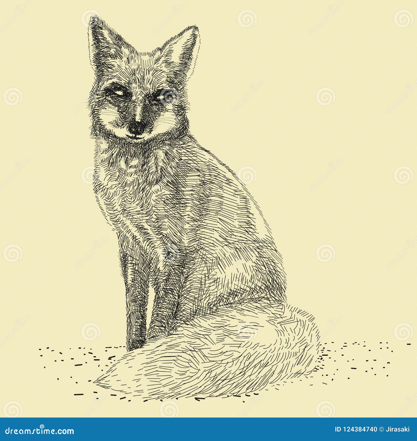 Fox doodle draw stock vector. Illustration of graphic - 124384740