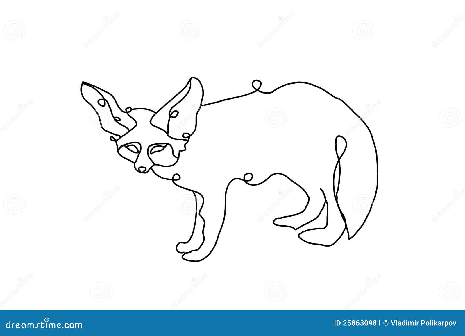 Fox Drawing Drawn with One Line Stock Illustration - Illustration of ...
