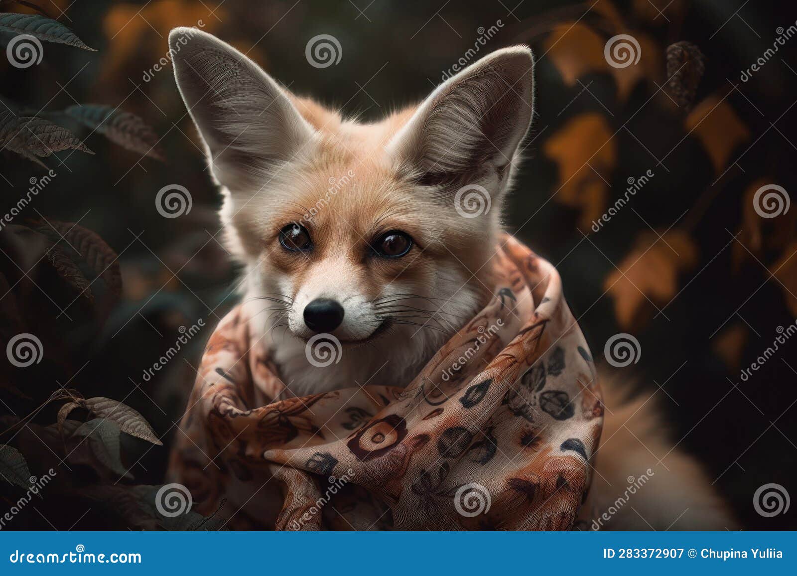Fox Dressed in a Patterned Silk Scar. AI Generated Stock Illustration ...
