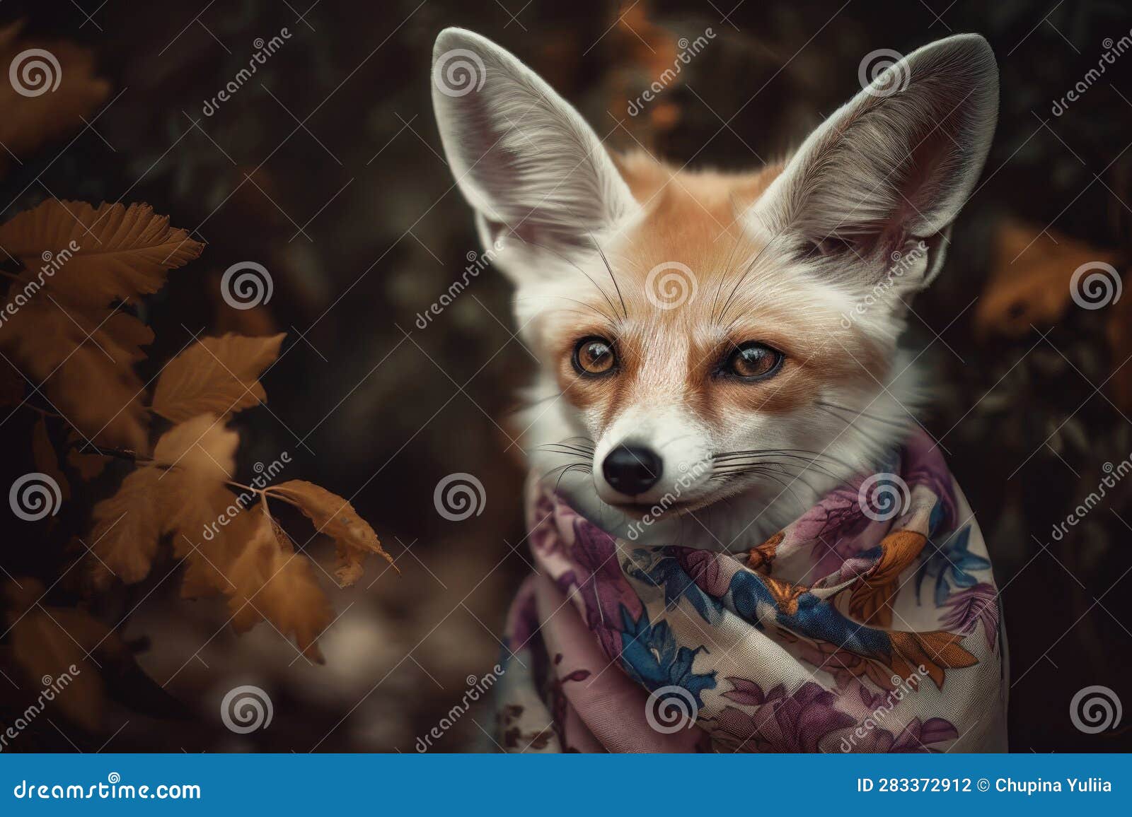 Fox Dressed in a Patterned Silk Scar. AI Generated Stock Illustration ...