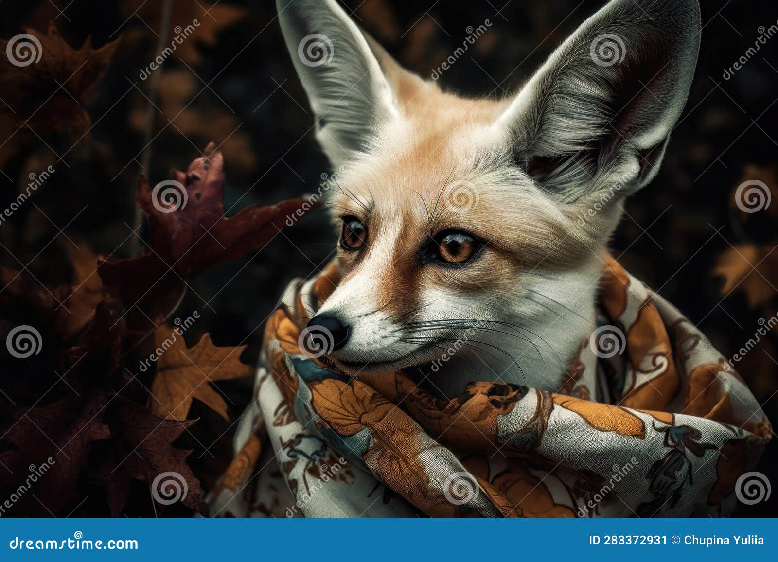 Fox Dressed in a Patterned Silk Scar. AI Generated Stock Illustration ...