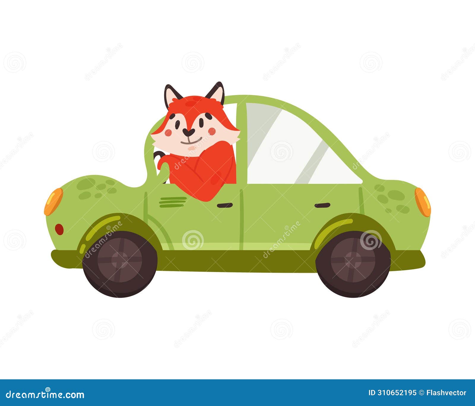 Fox driving a car stock vector. Illustration of transport - 310652195