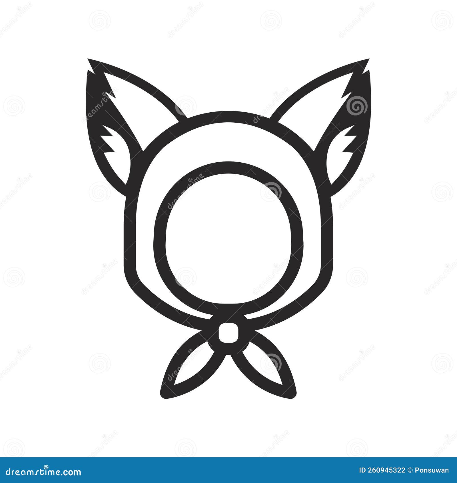 Fox Ear Face Hoodie Head Icon on a White Background. Vector ...