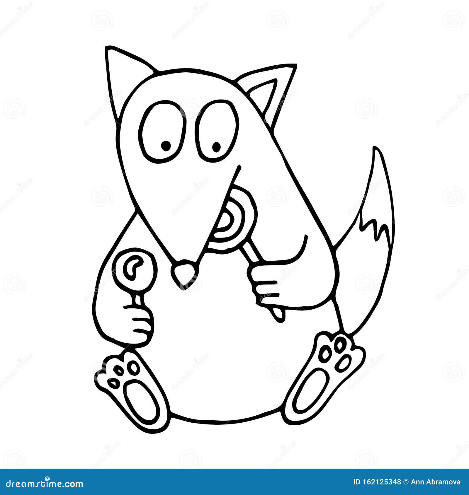 Fox Eats a Sweet Candy. Sweet Tooth. Coloring Book Vector Illustration ...