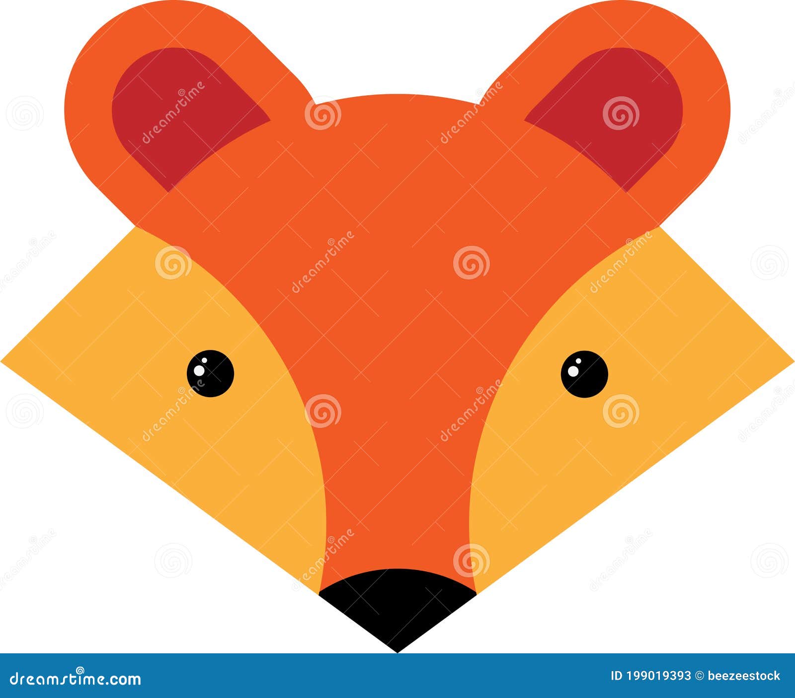 Flat Fox Face Vector, Illustration. Stock Vector - Illustration of cute ...