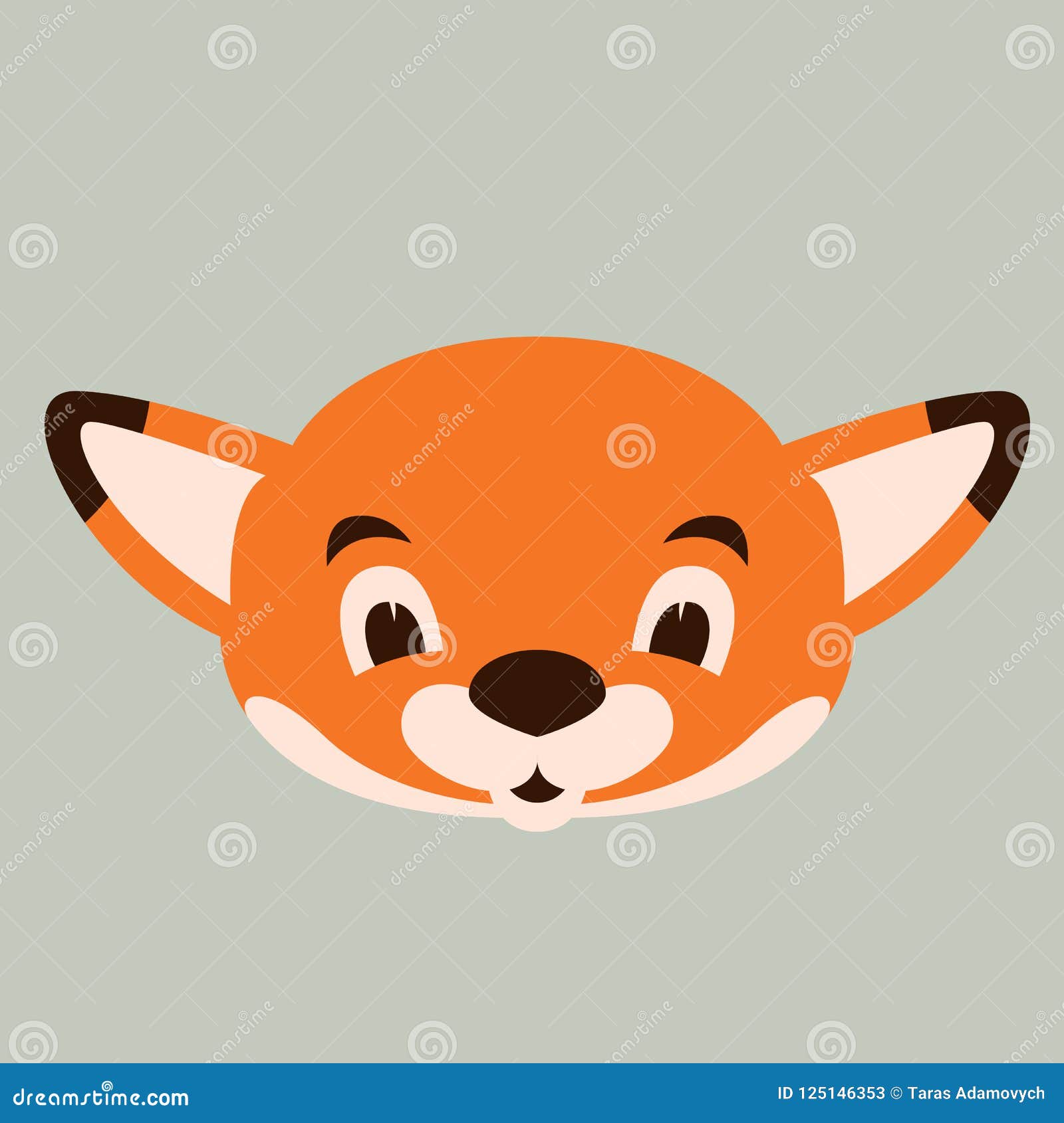 Fox Face Cartoon Vector Illustration Flat Style Front Stock Vector ...
