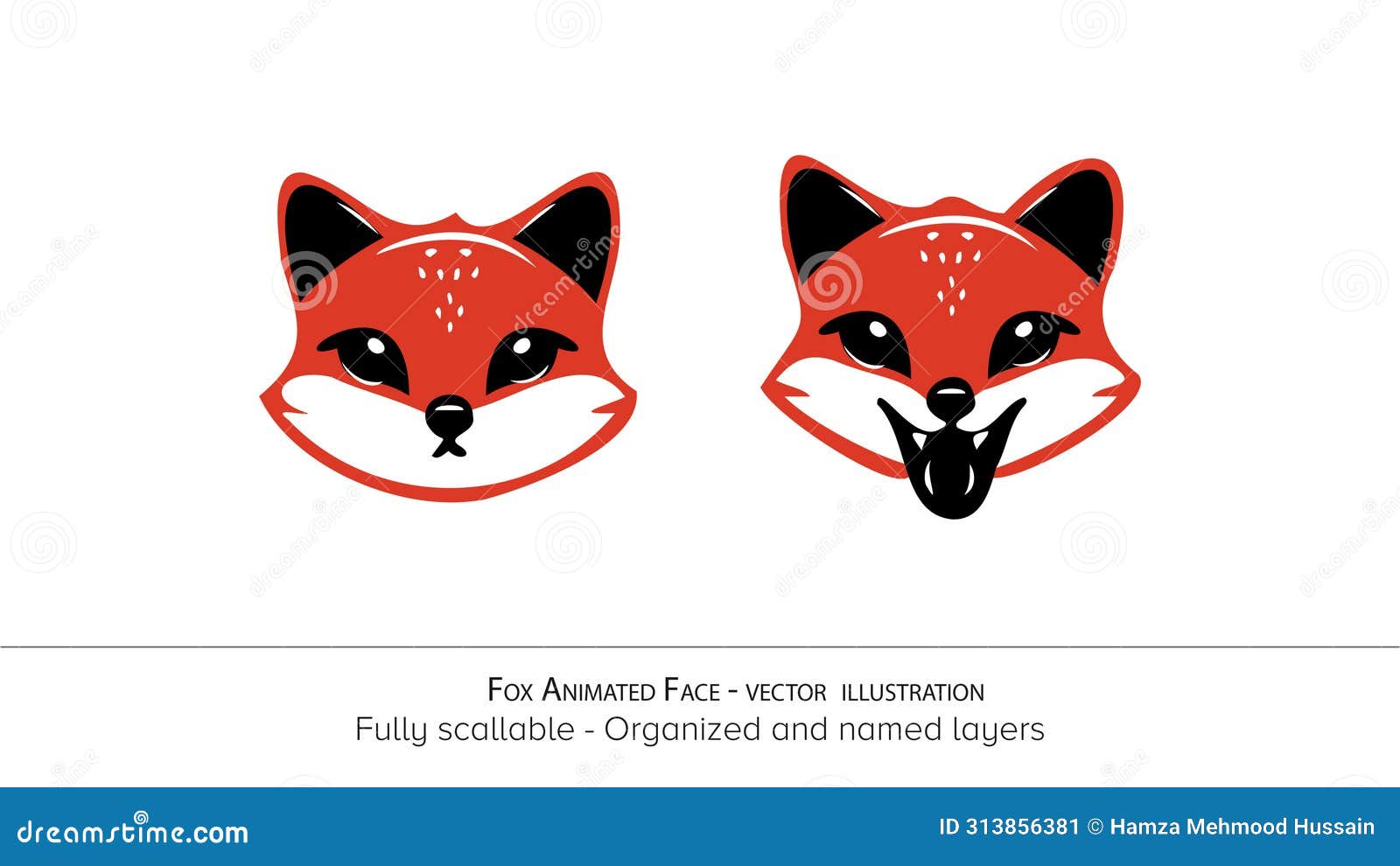 Fox Face Vector Illustration - Realistic Animal Drawings Stock Vector ...