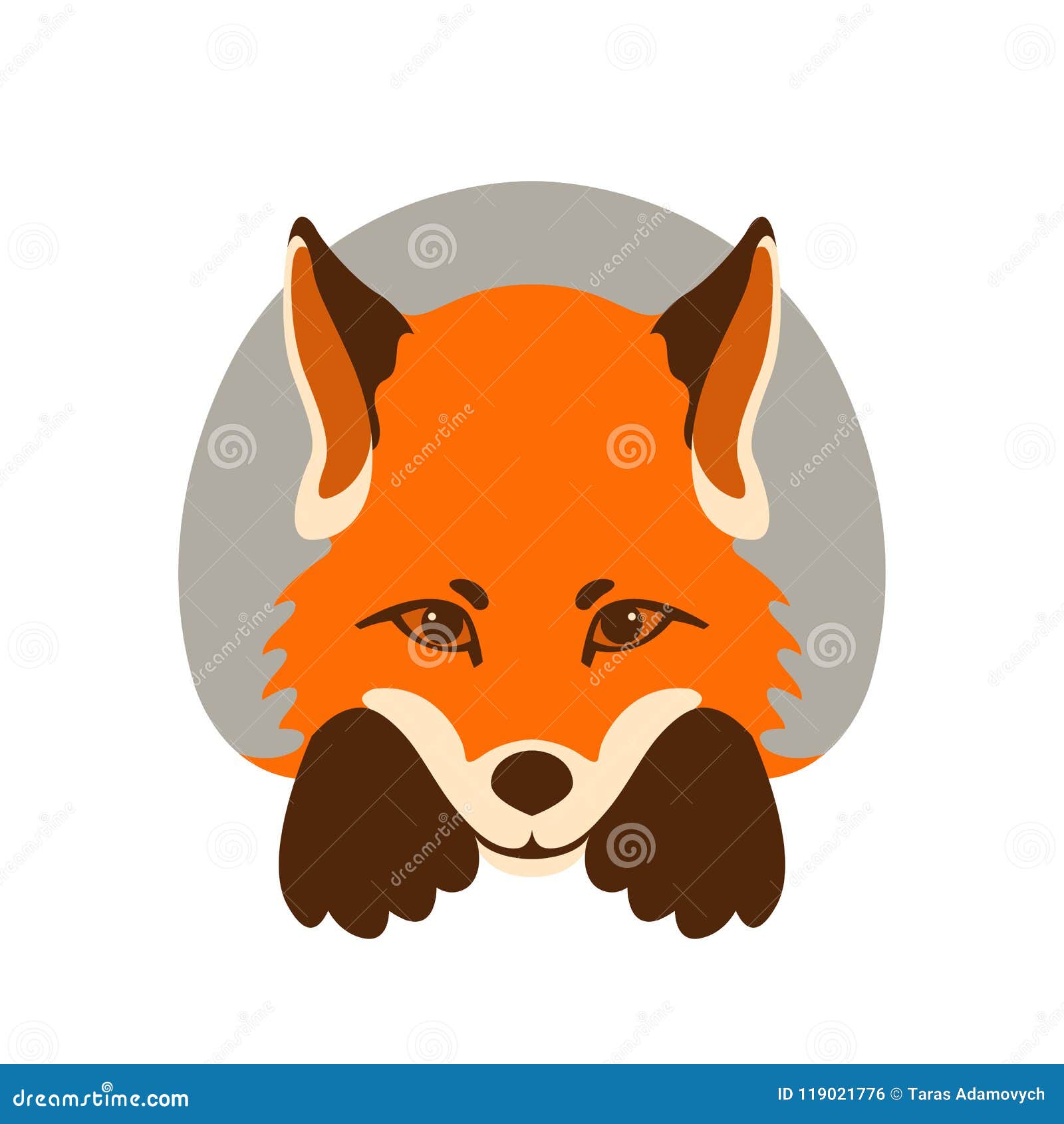 Fox Face Vector Illustration Flat Style Front Stock Vector ...