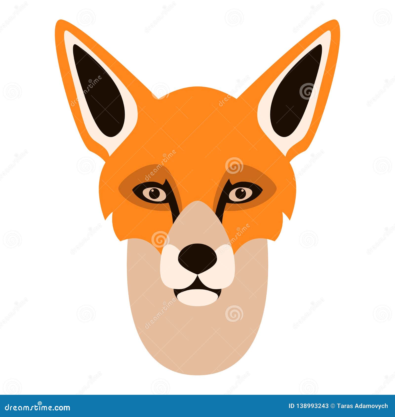 Fox Face , Vector Illustration,flat Style Stock Vector - Illustration ...
