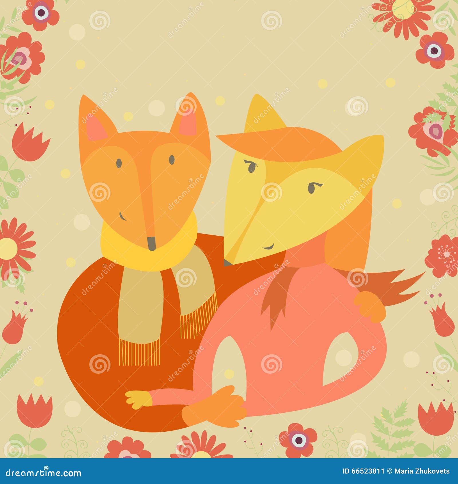 Fox family stock vector. Illustration of card, design - 66523811