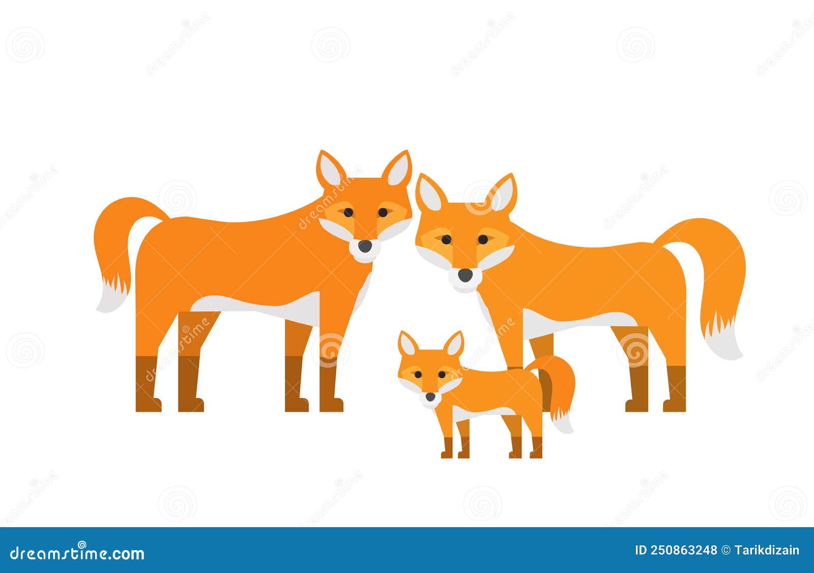 Fox Family Vector Flat Illustration | CartoonDealer.com #250863248