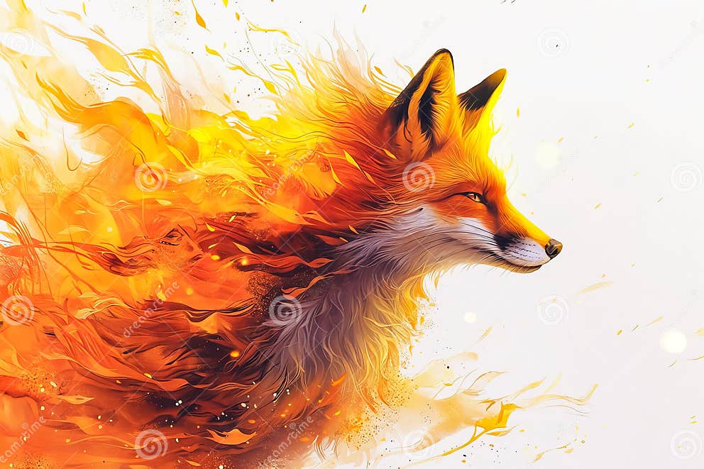 A Fox with Fire Coming Out of Its Mouth. Generative AI Stock ...