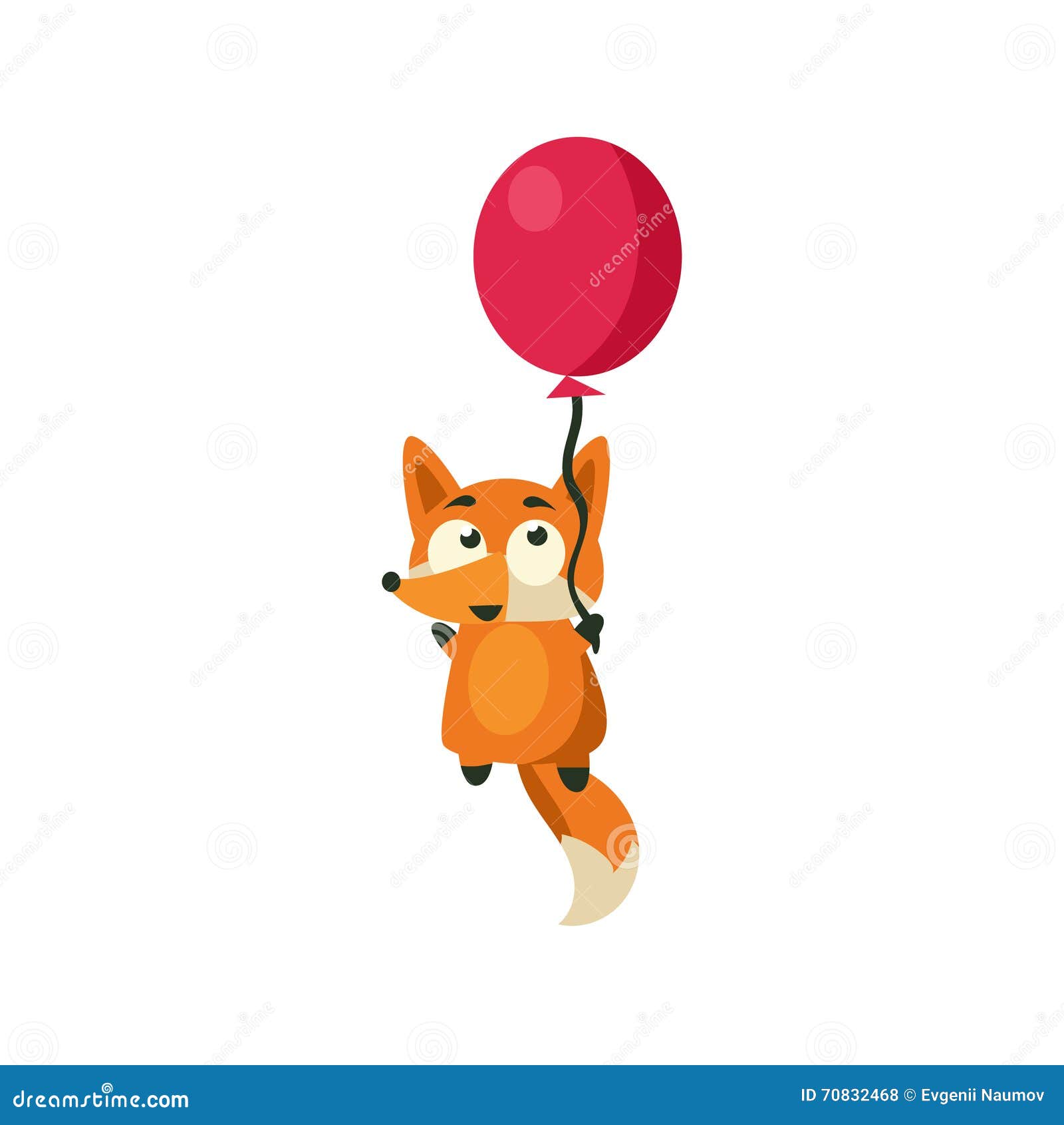 Fox Flying with Balloon stock vector. Illustration of situation - 70832468