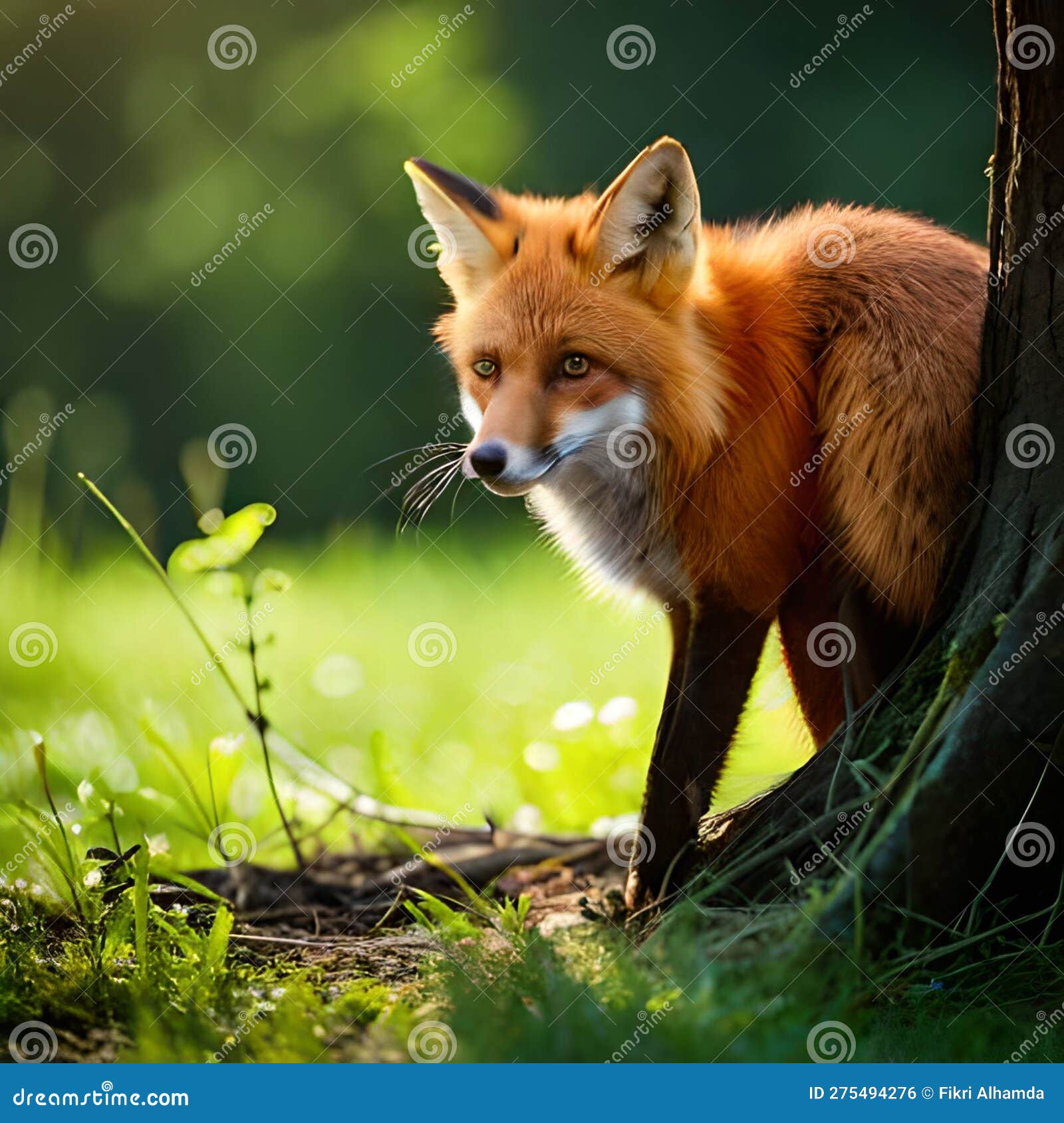 Fox in the Forest Realistic Digital Art Stock Illustration ...