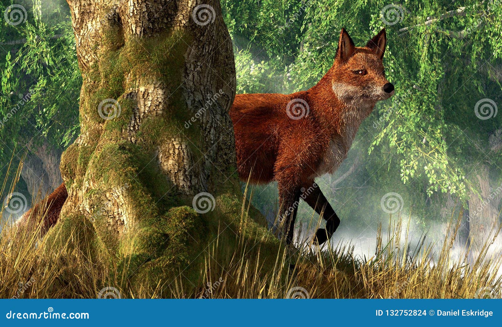 A Dense, Misty Forest With Ancient Trees Cloaked In Moss And Ferns ...