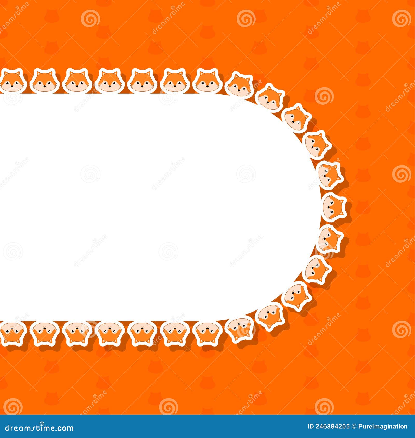Fox with Frame for Banner, Poster, and Greeting Card Stock Vector ...