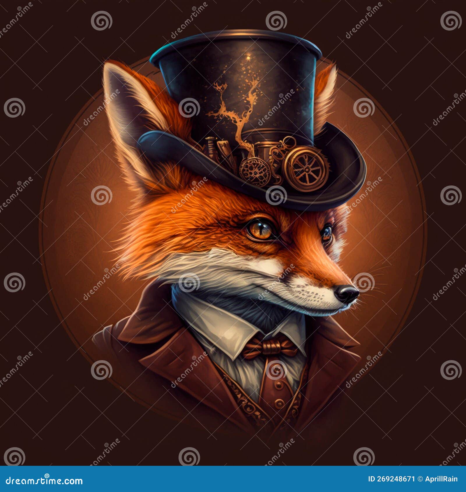 Fox Gentleman in a Beautiful Hat.Steampunk Style Stock Illustration ...