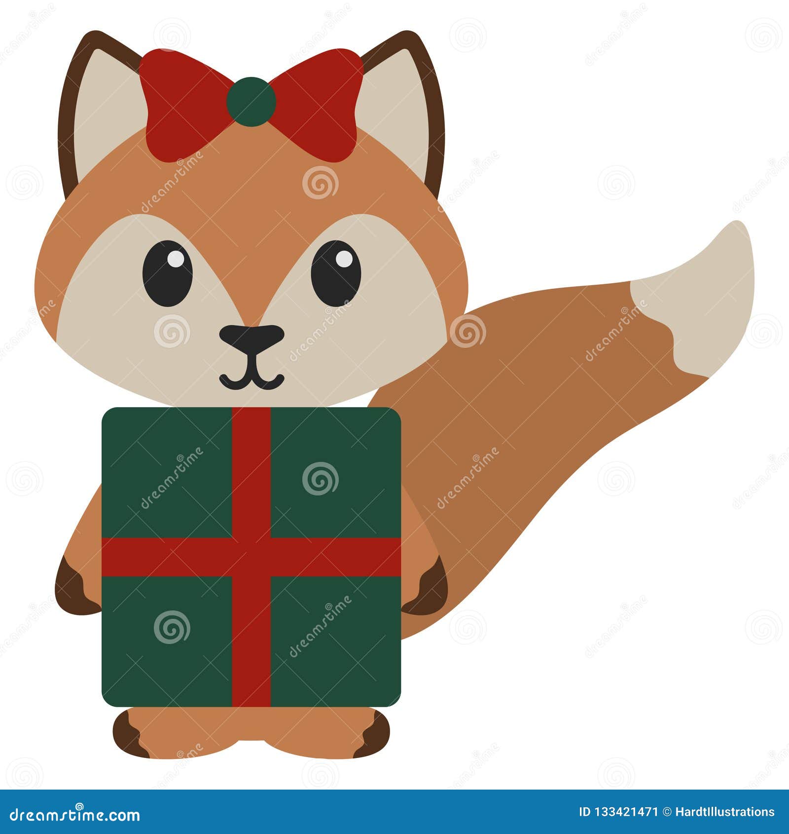 Fox in Gift Costume stock vector. Illustration of isolated - 133421471
