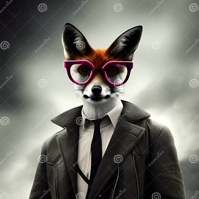 Fox with glasses stock illustration. Illustration of macro - 280861455