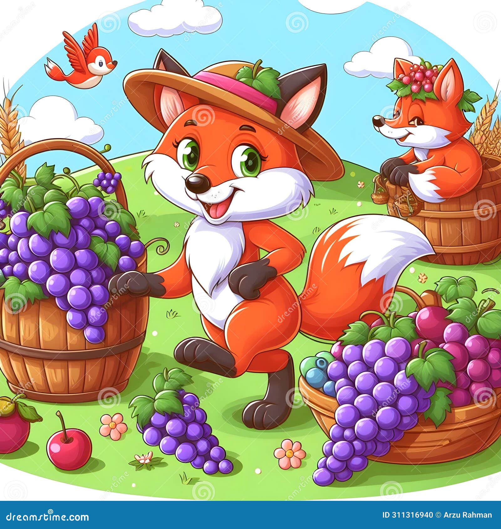 Fox Grapes Fables stock illustration. Illustration of clipart - 311316940
