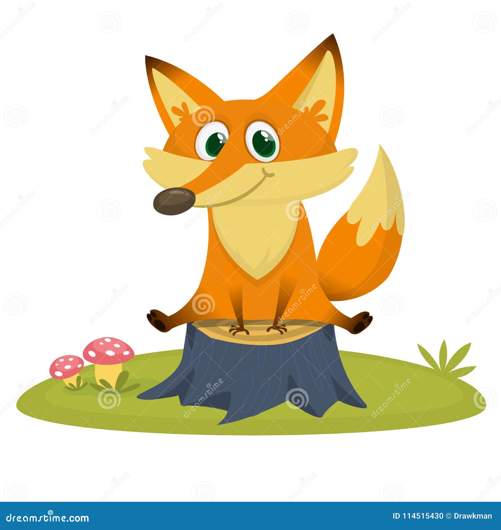 Fox in the Grass - a Children`s Cartoon Illustration Stock Vector ...