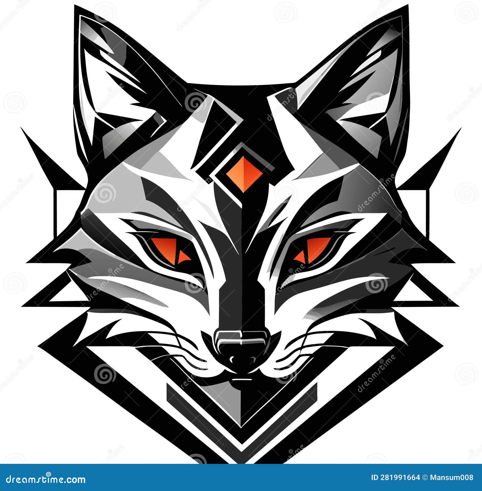 Fox Head with Abstract Triangle Pattern on Dark Background Stock ...