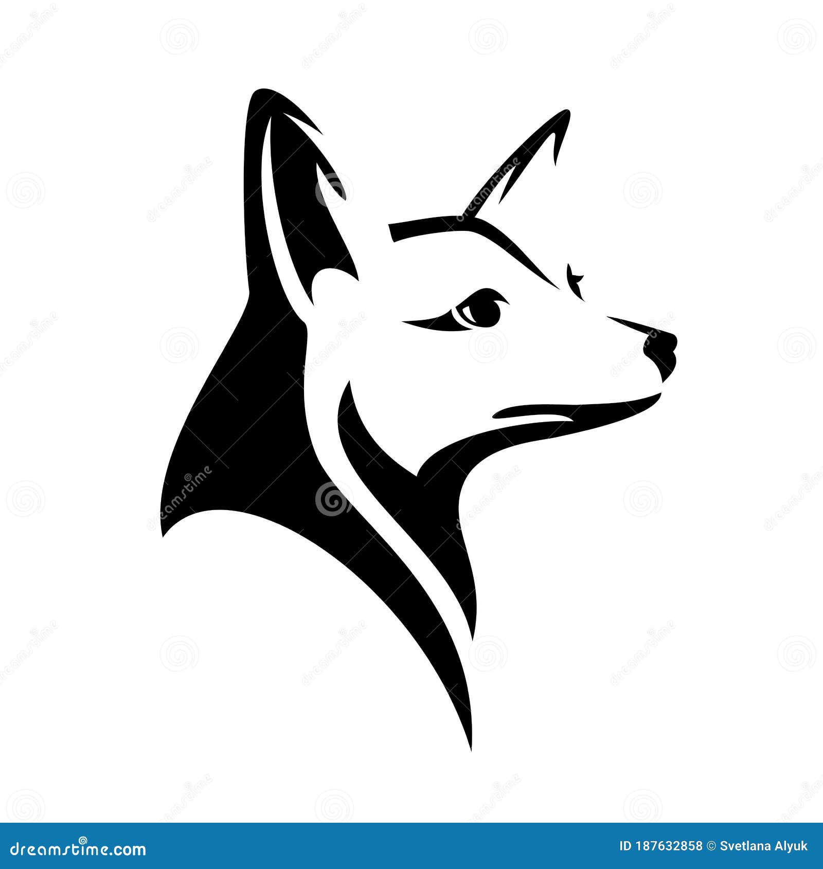 Fox Head Black and White Vector Portrait Stock Vector - Illustration of ...