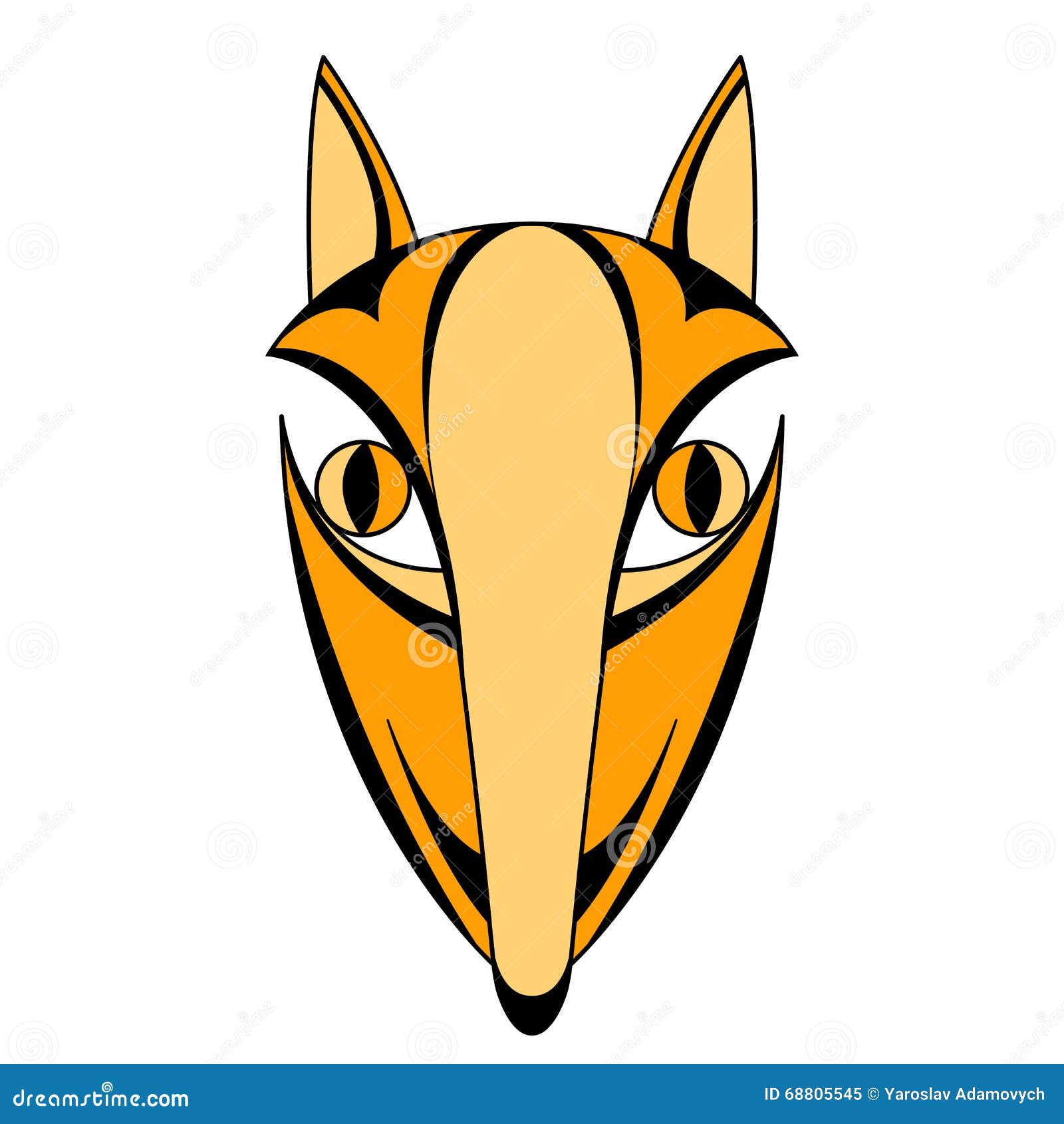 Fox Head Face Mask Symmetrical Stock Vector - Illustration of creature ...