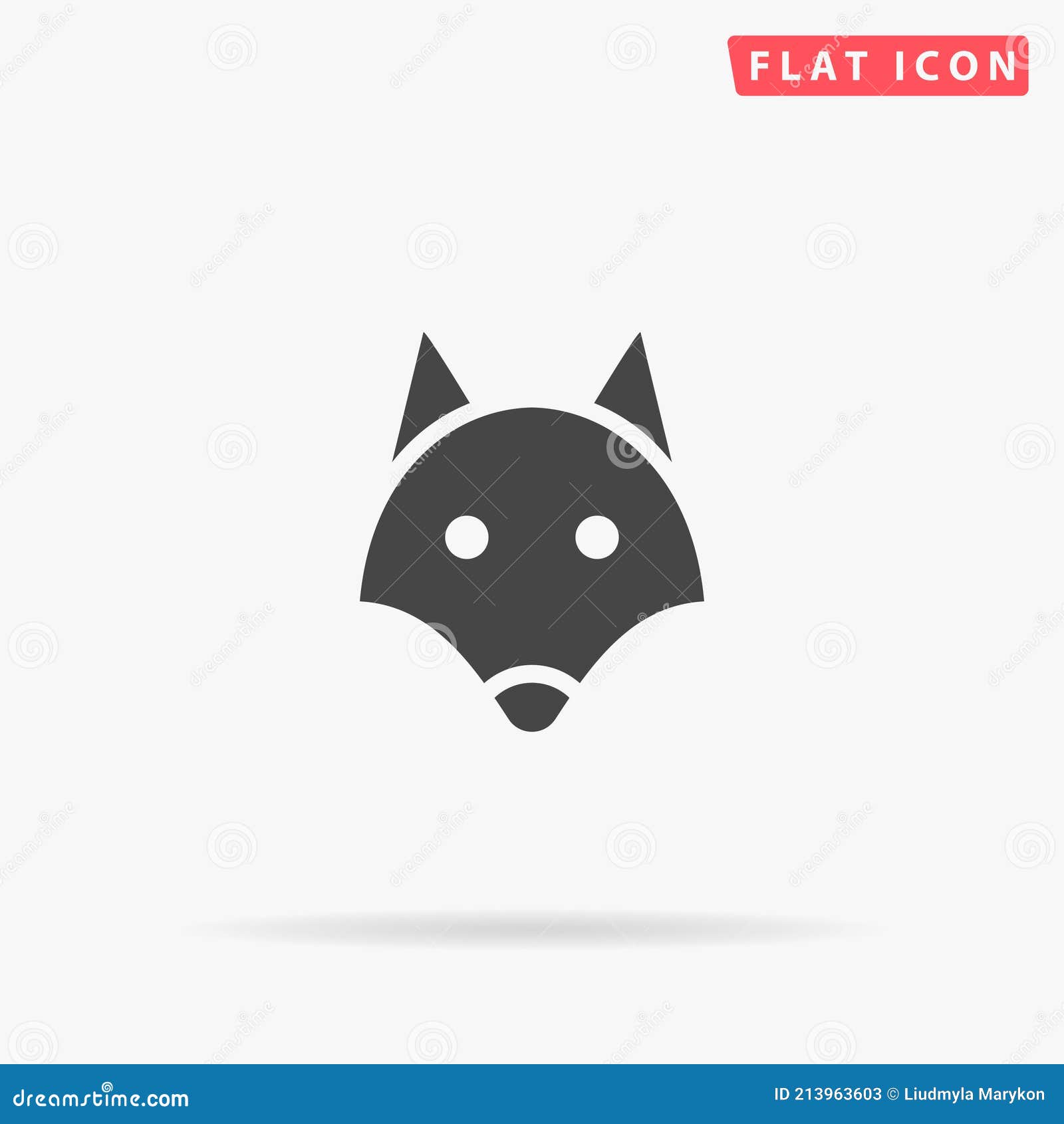 Fox Head flat vector icon stock vector. Illustration of emblem - 213963603