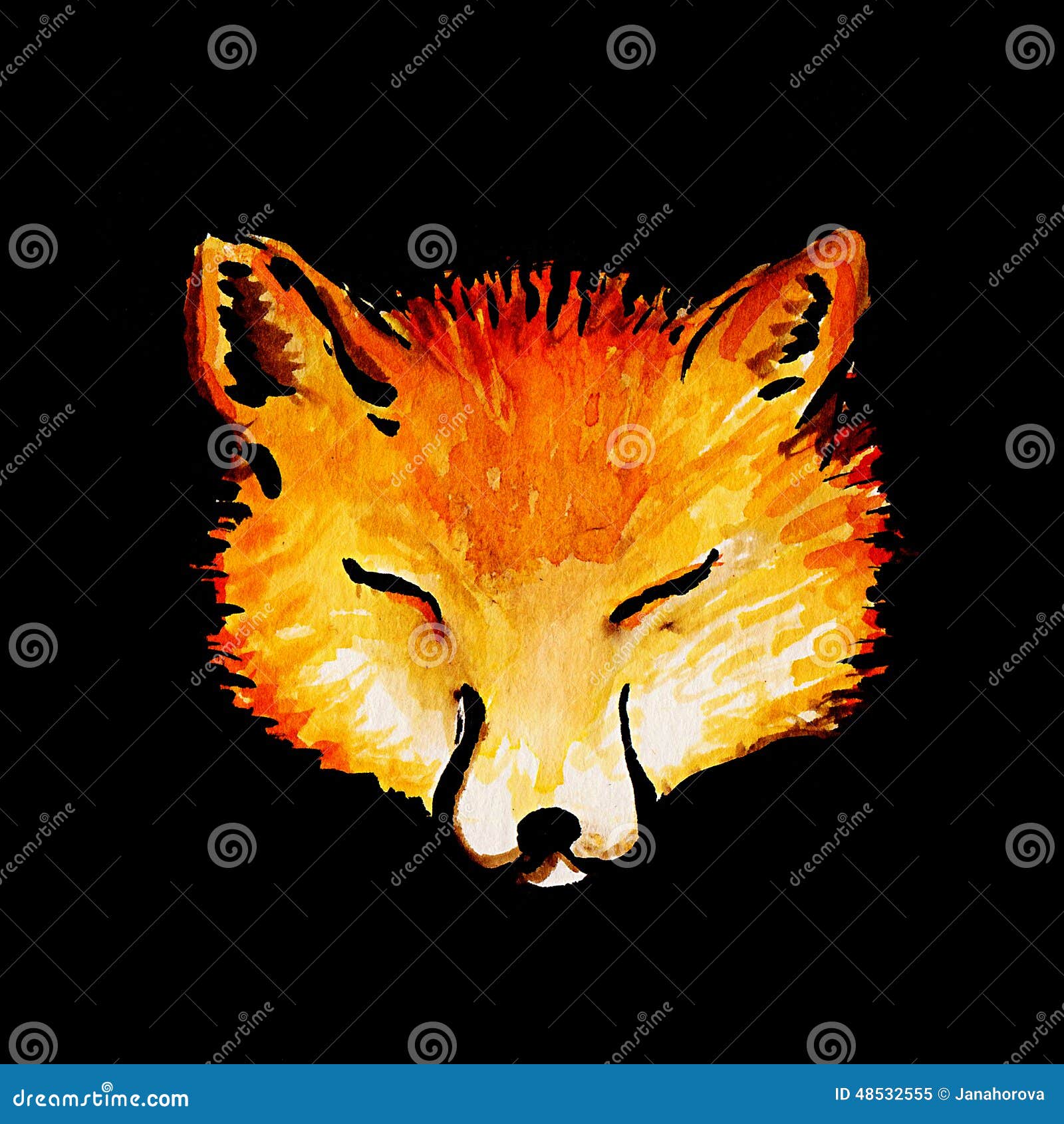 Fox head stock illustration. Illustration of painted - 48532555